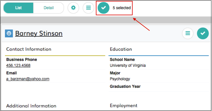 Selecting multiple jCards
