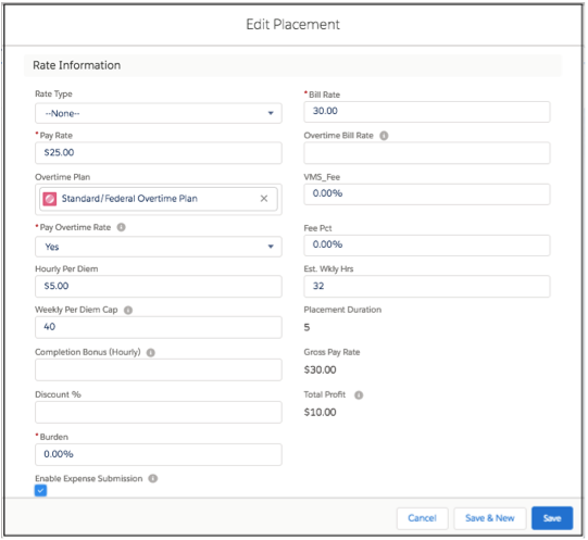 Placement Bill and Pay Rate Updates