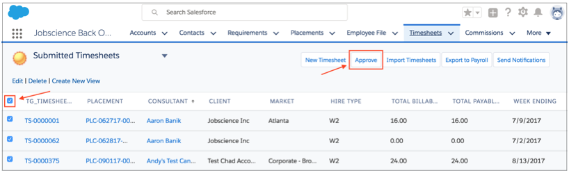 Approving Timesheets
