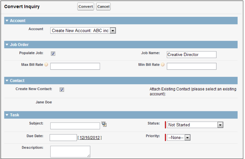 Converting an Inquiry