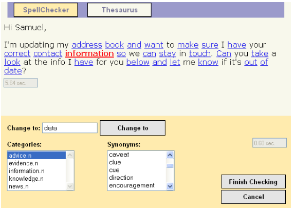 Spell Checker and Thesaurus